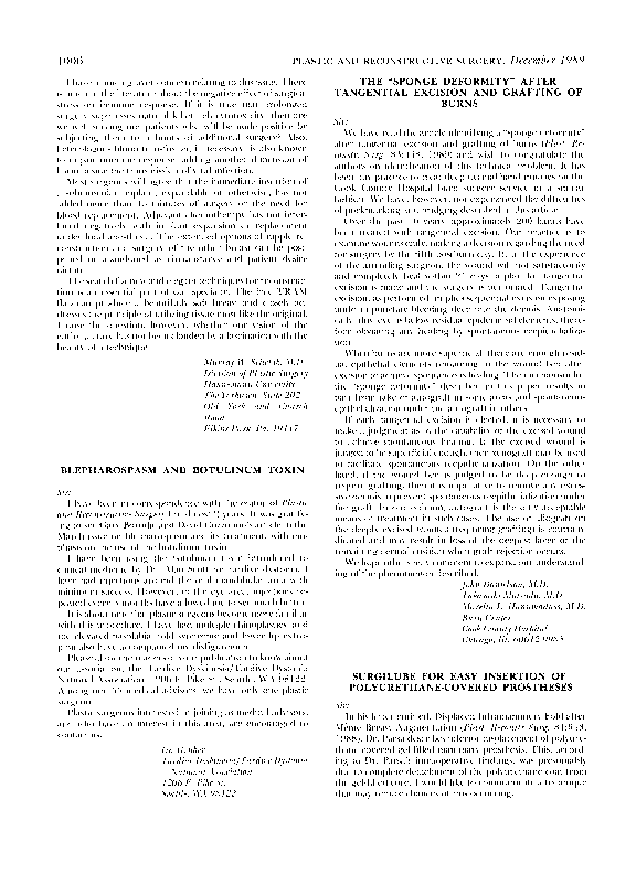 (PDF) The “Sponge Deformity” After Tangential Excision and Grafting of ...