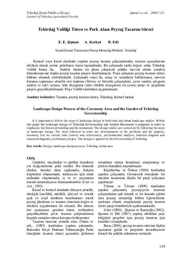 (PDF) Landscape design process of the ceremony area and the garden of Tekirdag Governorship