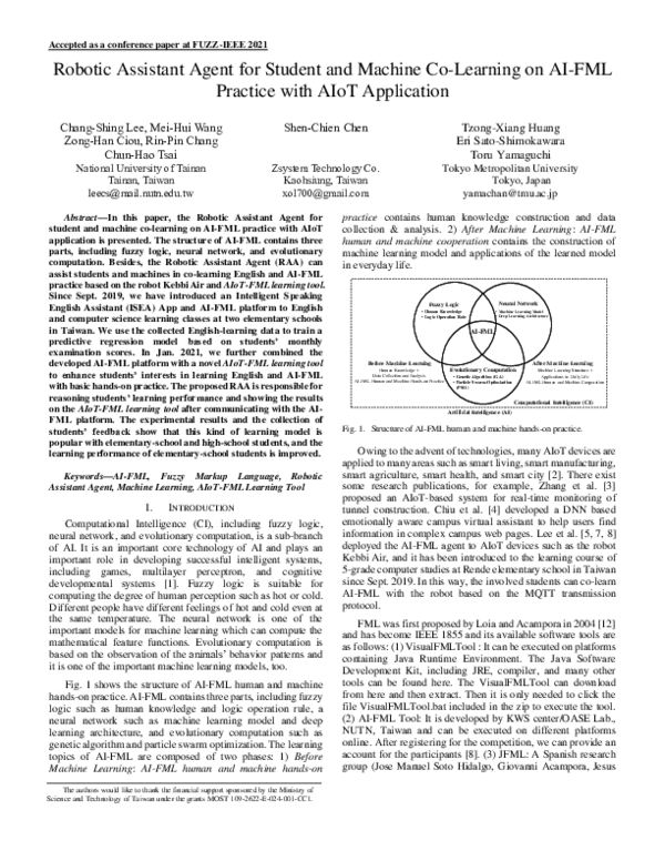 (PDF) Robotic Assistant Agent for Student and Machine Co-Learning on AI-FML Practice with AIoT ...