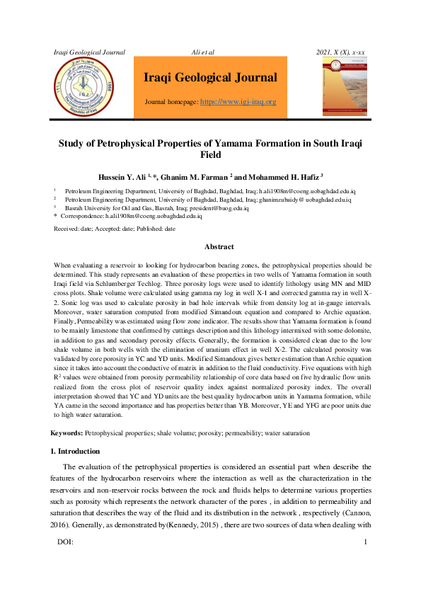 (PDF) Iraqi Geological Journal