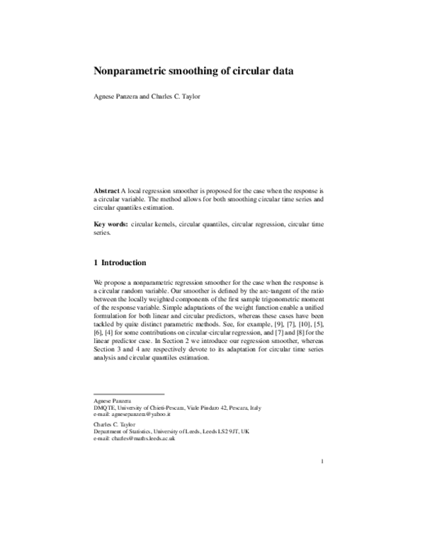 (PDF) Nonparametric smoothing of circular data