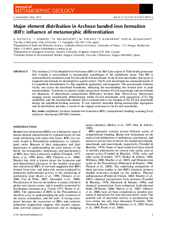 (PDF) Major element distribution in Archean banded iron formation (BIF ...
