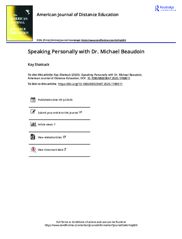 (PDF) Speaking Personally with Dr. Michael Beaudoin