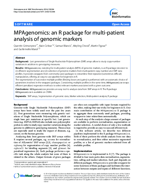 (PDF) MPAgenomics: an R package for multi-patient analysis of genomic ...