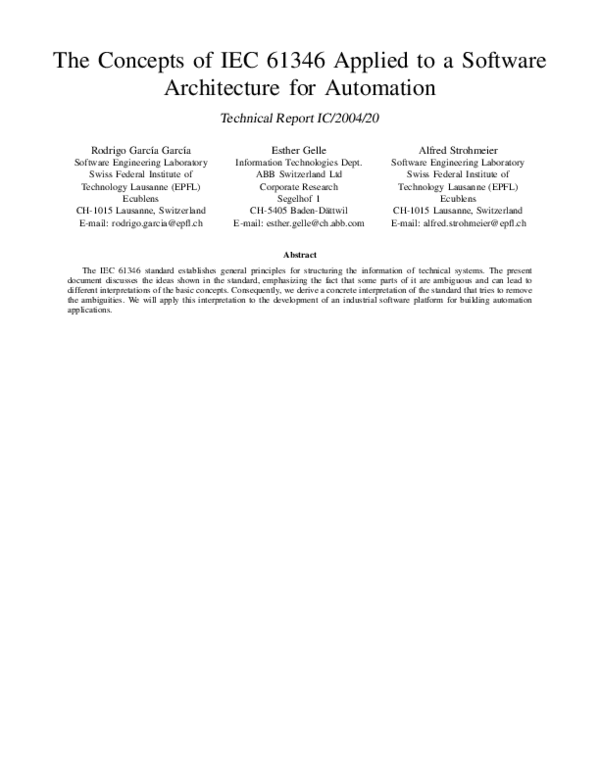 (PDF) The Concepts of IEC 61346 Applied to a Software Architecture for ...
