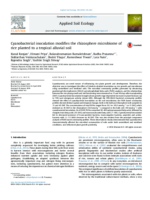 (PDF) Cyanobacterial inoculation modifies the rhizosphere microbiome of ...