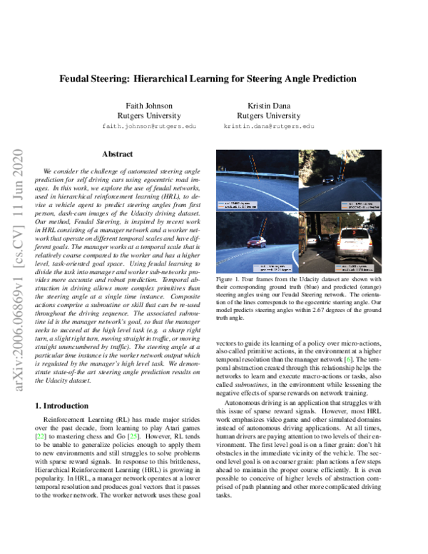 (PDF) Feudal Steering: Hierarchical Learning for Steering Angle Prediction