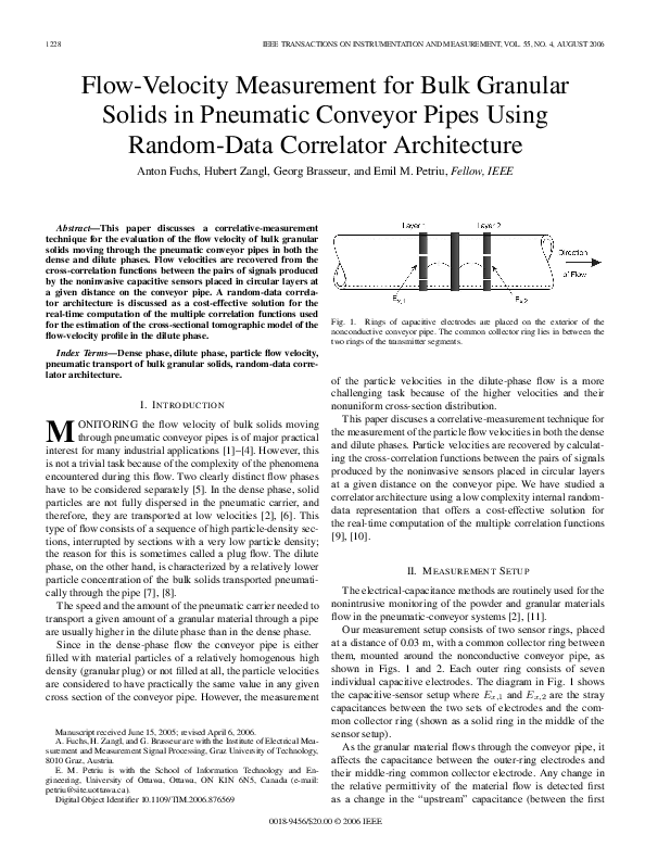 (PDF) Flow-Velocity Measurement for Bulk Granular Solids in Pneumatic Conveyor Pipes Using ...