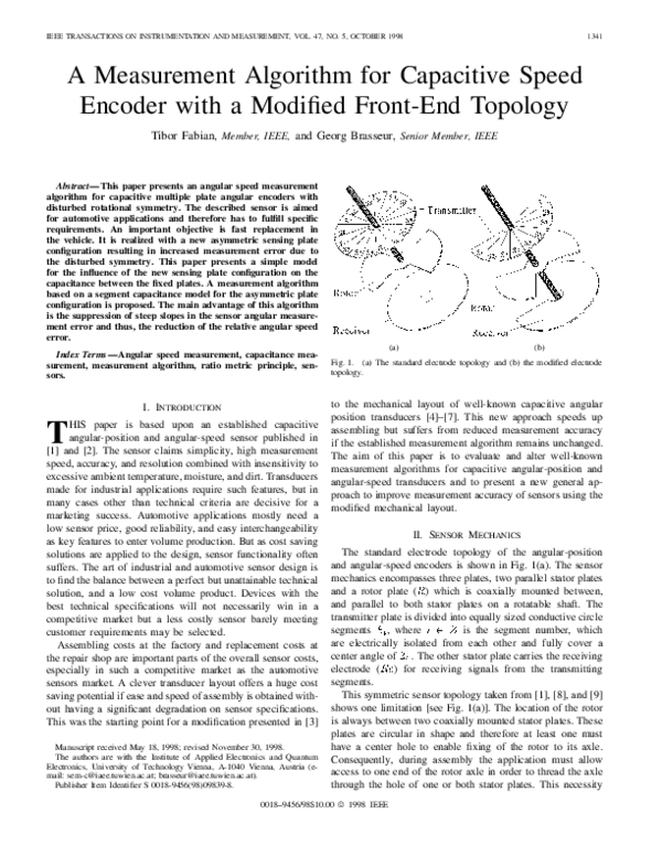 (PDF) A measurement algorithm for capacitive speed encoder with a modified front-end topology