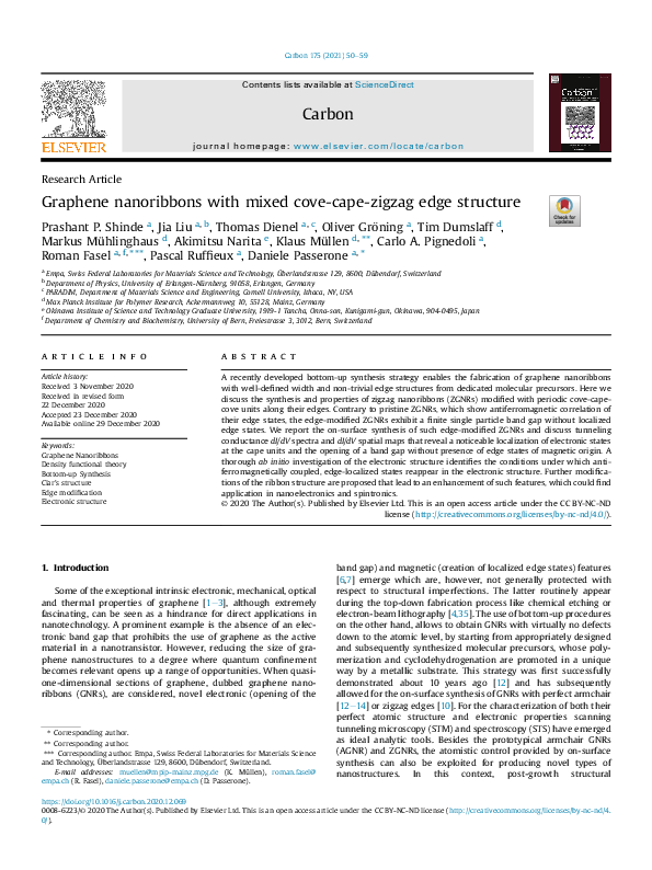 (PDF) Graphene nanoribbons with mixed cove-cape-zigzag edge structure