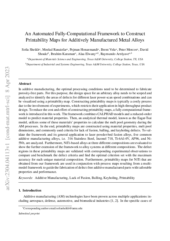 Pdf An Automated Fully Computational Framework To Construct Printability Maps For Additively