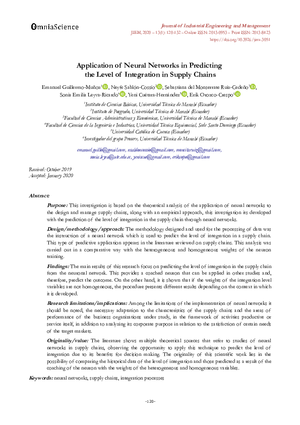 Pdf Application Of Neural Networks In Predicting The Level Of