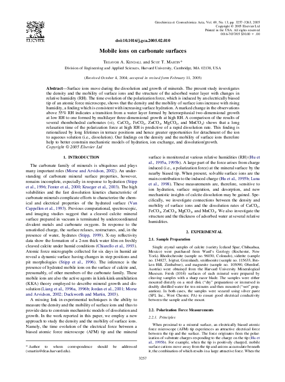 (PDF) Mobile ions on carbonate surfaces