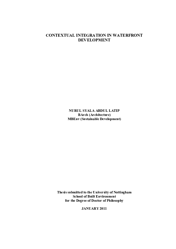 (PDF) Contextual integration in waterfront development