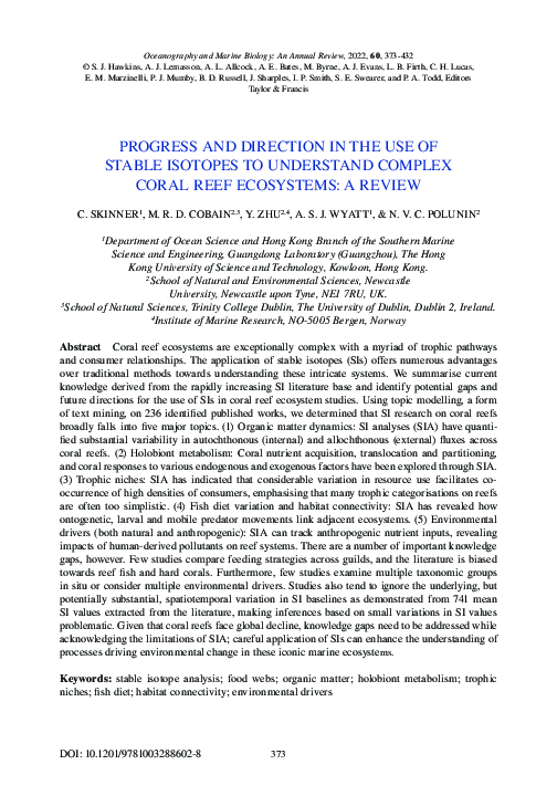 (PDF) Progress and Direction in the Use of Stable Isotopes to Understand Complex Coral Reef ...