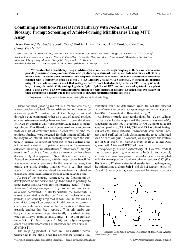 Pdf Combining A Solution Phase Derived Library With In Situ Cellular Bioassay Prompt