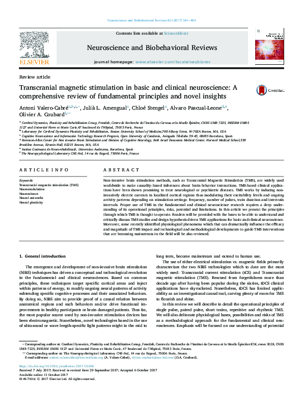 (PDF) Transcranial magnetic stimulation in basic and clinical neuroscience: A comprehensive ...