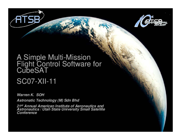(PDF) A Simple Multi-Mission Flight Control Software for CubeSAT