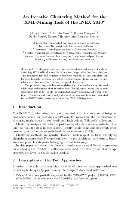 Pdf An Iterative Clustering Method For The Xml Mining Task Of The