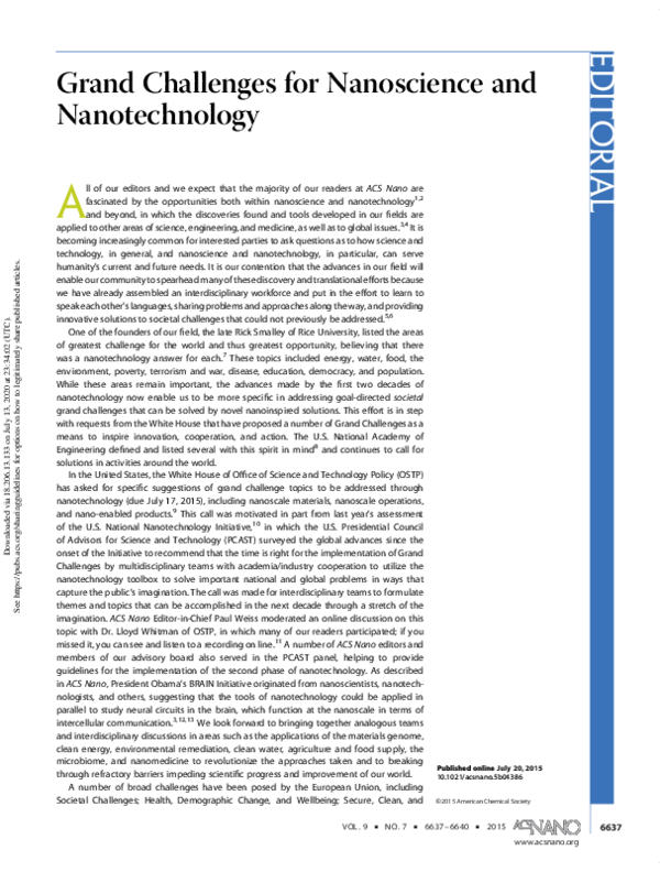 (PDF) Grand Challenges for Nanoscience and Nanotechnology