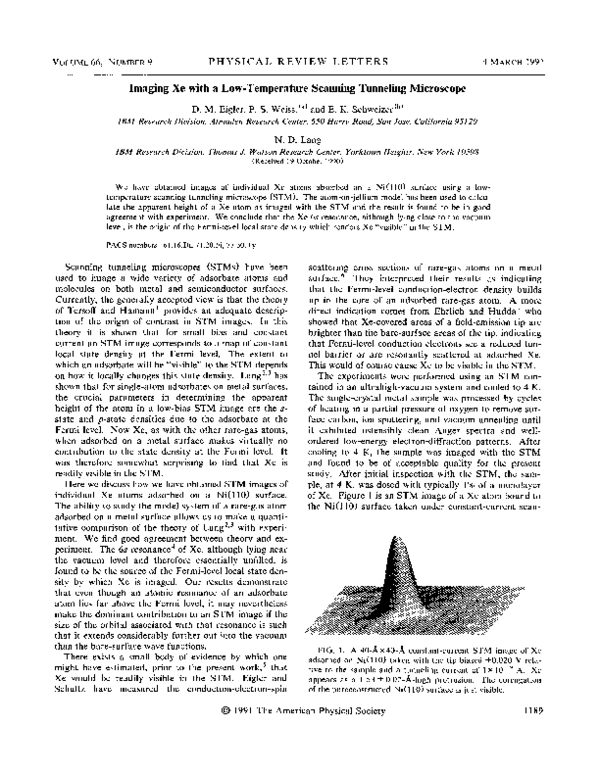 Pdf Imaging Xe With A Low Temperature Scanning Tunneling Microscope