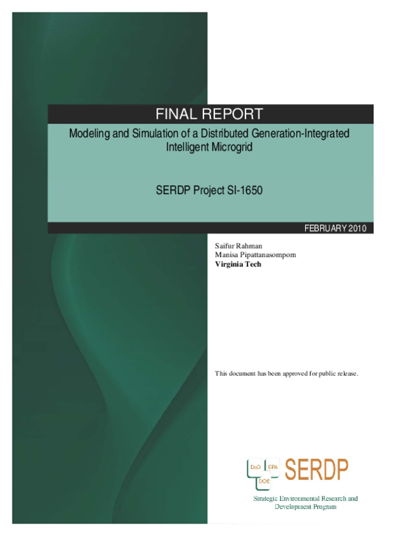 (PDF) Modeling and Simulation of a DG-Integrated Intelligent Microgrid