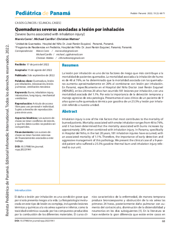 (PDF) Quemaduras severas asociadas a lesión por inhalación | marvis ...