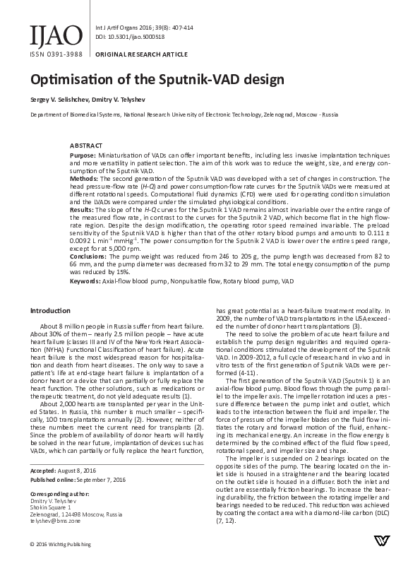 (PDF) Optimisation of the Sputnik-VAD Design
