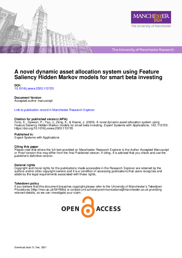 (PDF) A novel dynamic asset allocation system using Feature Saliency Hidden Markov models for ...