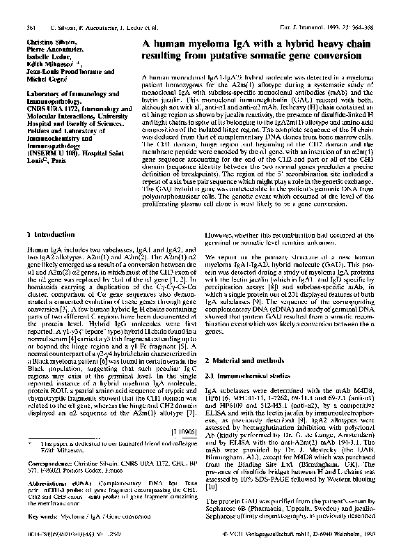 (PDF) A human myeloma IgA with a hybrid heavy chain resulting from ...