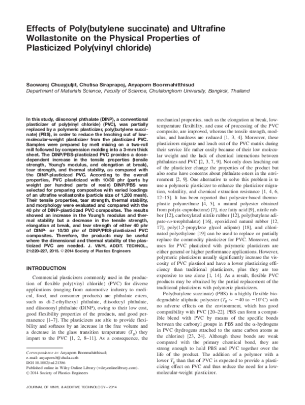 (PDF) Effects of poly(butylene succinate) and ultrafine wollastonite on ...