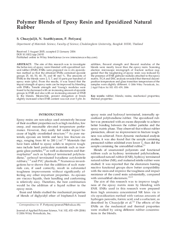 (PDF) Polymer blends of epoxy resin and epoxidized natural rubber
