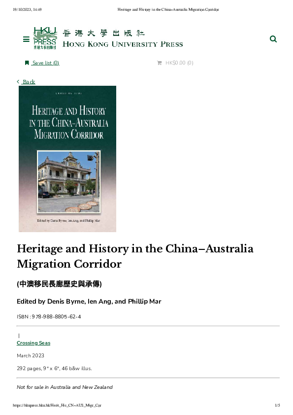 (PDF) Heritage and History in the China-Australia Migration Corridor