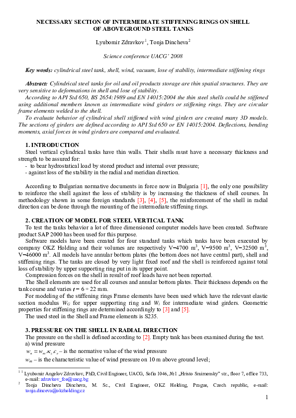(PDF) Necessary Section of Intermediate Stiffening Rings on Shell of ...