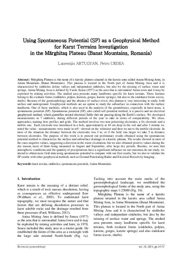 (PDF) Using Spontaneous Potential (SP) as a Geophysical Method for Karst Terrains Investigation ...
