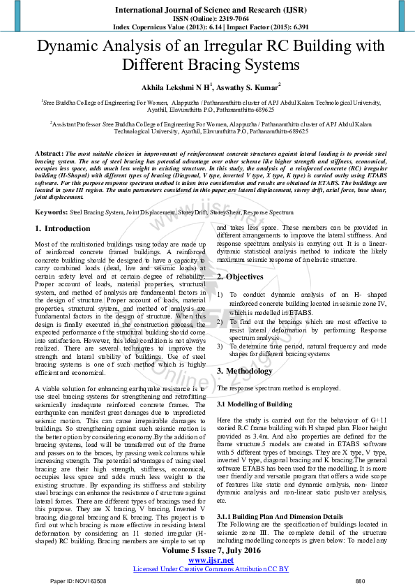 (PDF) Dynamic Analysis of an Irregular RC Building with Different Bracing Systems