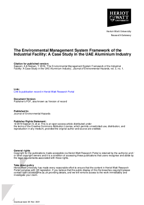 (PDF) The Environmental Management System Framework of the Industrial ...