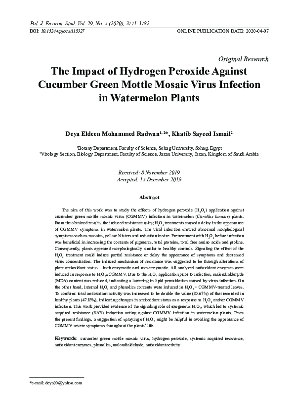 (PDF) The Impact of Hydrogen Peroxide Against Cucumber Green Mottle ...