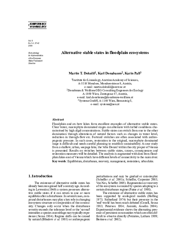 (PDF) Alternative stable states in floodplain ecosystems