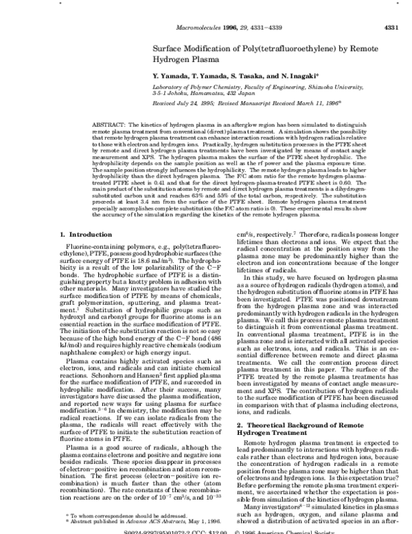 (PDF) Surface modification of poly(tetrafluoroethylene) by excimer laser processing: enhancement ...