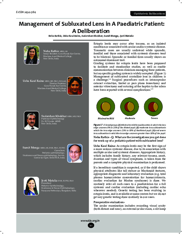 (PDF) Management of Subluxated Lens in A Paediatric Patient: A Deliberation
