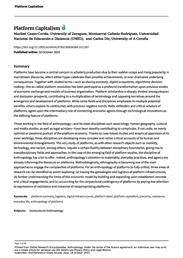 (PDF) Platform Capitalism