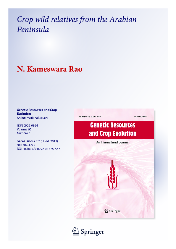 (PDF) Crop wild relatives from the Arabian Peninsula | Kameswara R Nanduri - Academia.edu