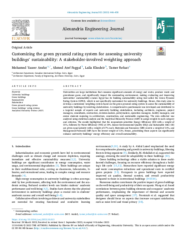 (PDF) Customizing the green pyramid rating system for assessing ...