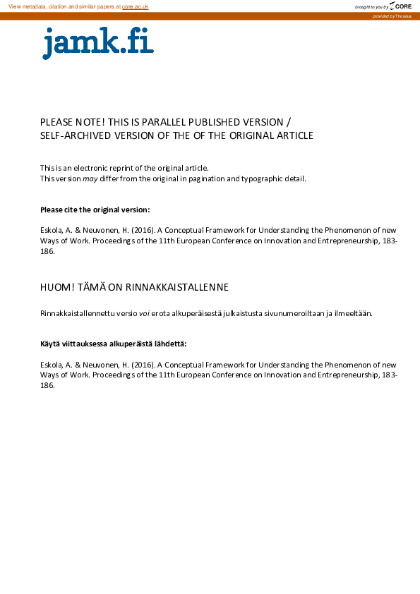 (PDF) A Conceptual Framework for Understanding the Phenomenon of new ...