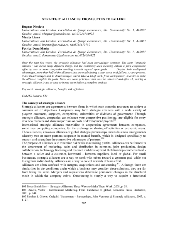 (PDF) Strategic Alliances: From Succes to Failure