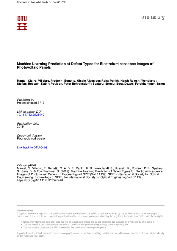 (PDF) Machine learning prediction of defect types for electroluminescence images of photovoltaic ...