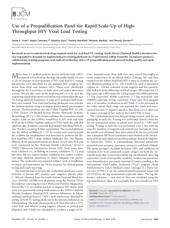 (PDF) Use of a Prequalification Panel for Rapid Scale-Up of High ...