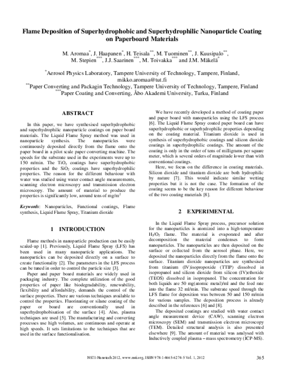 (PDF) Flame Deposition of Superhydrophobic and Superhydrophilic ...