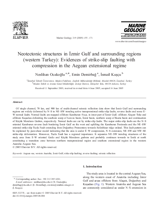 (PDF) Neotectonic structures in İzmir Gulf and surrounding regions ...